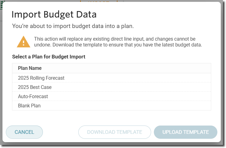 Custom Table Budget Import