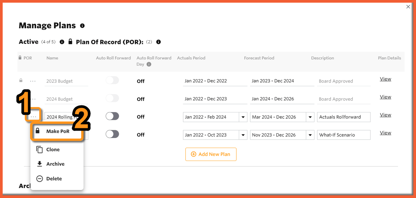 Plan of Record (POR).