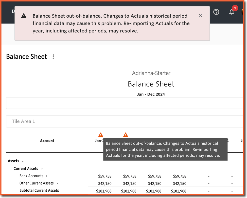 Balance Sheet FAQ: Out of Balance Warnings