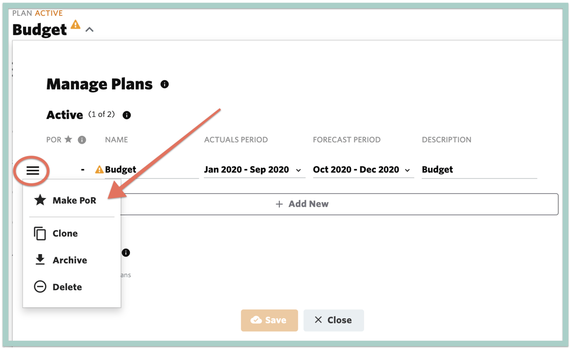 Plan of Record (POR).