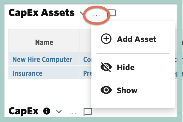 CapEx Assets & Drivers